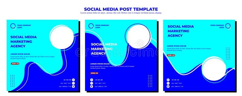 Blue Vector Social Media Post Template, Vector Art Illustration and ...