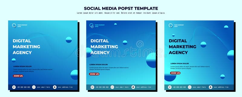 Blue Vector Social Media Post Template, Vector Art Illustration and ...