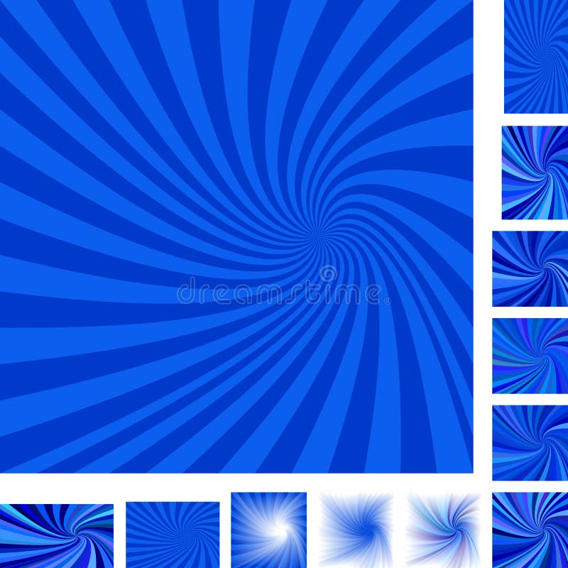 Blue Spiral and Ray Burst Background Design Set Stock Vector ...