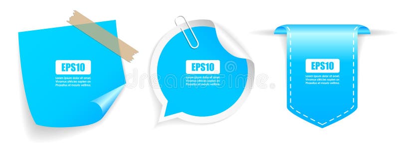 Blue Vector Sticker, Note Paper Stock Vector - Illustration of adhesive ...