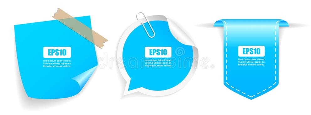 Blue Vector Sticker, Note Paper Stock Vector - Illustration of adhesive ...