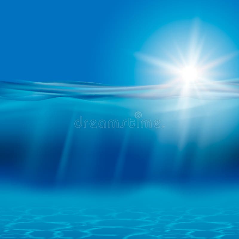 Blue Vector Water Wave and Sun Banner Background Stock Vector ...