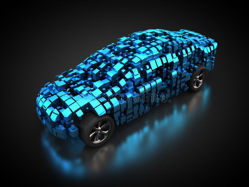 Blue Vehicle with Abstract Carbody Stock Illustration - Illustration of ...