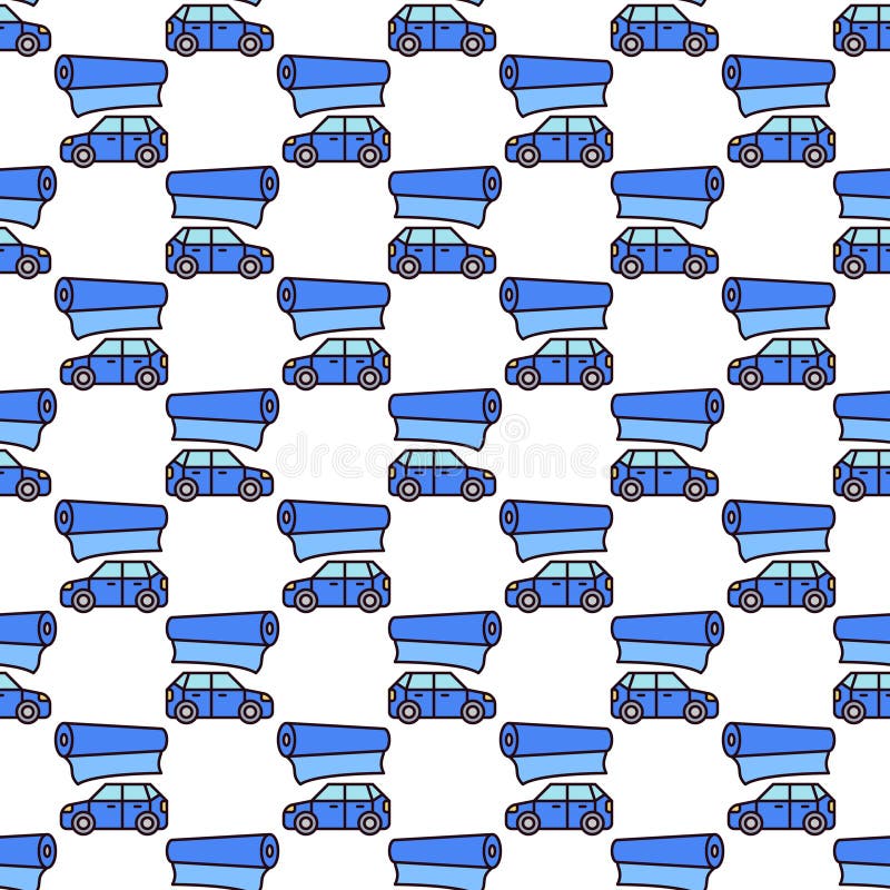 Blue Vehicle and Vinyl Film Creative Seamless Background. Vector Car ...