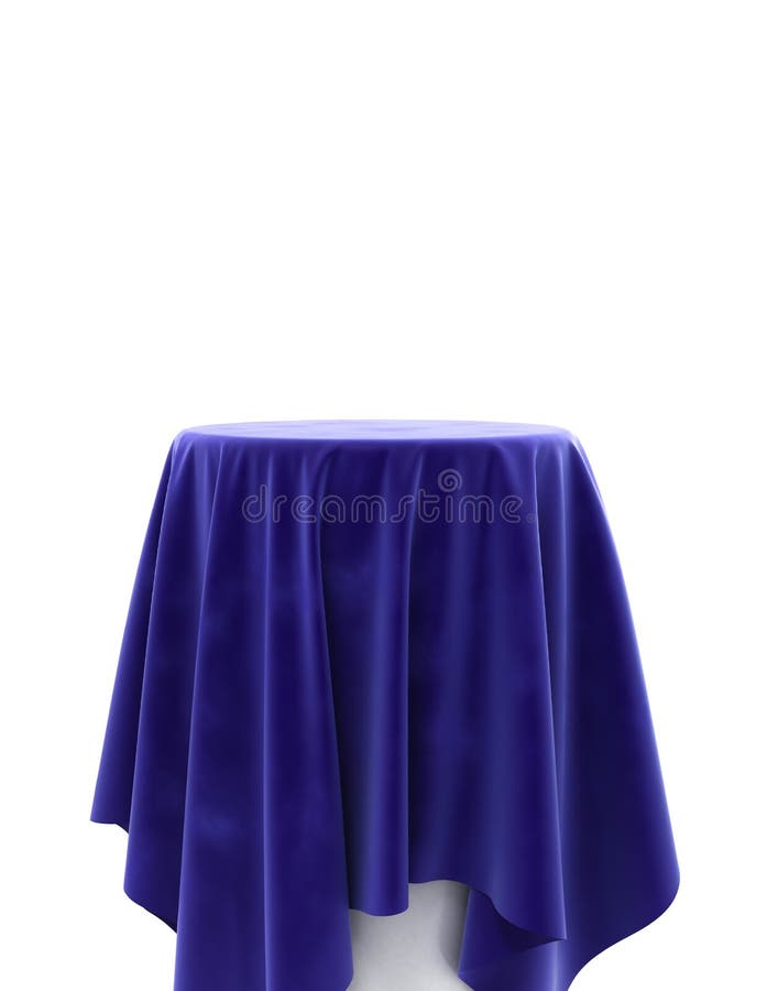 Blue Velor Cloth on a Round Pedestal on White Stock Illustration ...