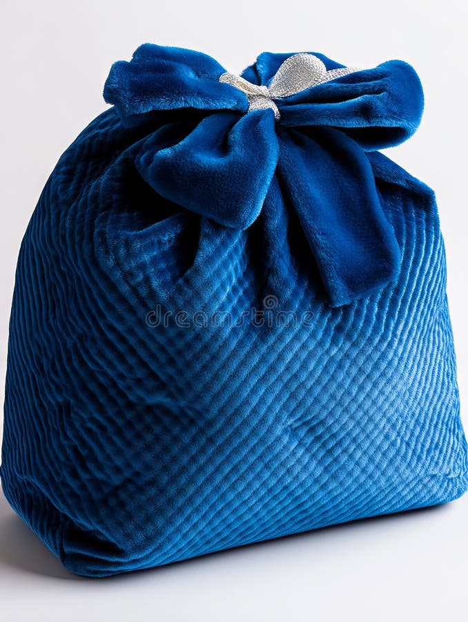 A Blue Velvet Bag with a Bow on it Stock Photo - Image of shiny, large ...
