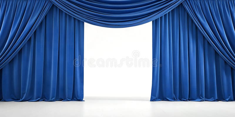 Blue Velvet Curtains Frame a Bright Stage Ready for a Performance Stock ...