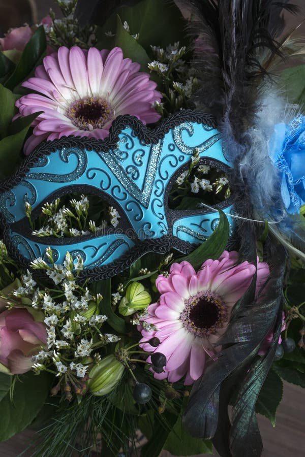 Blue Venetian Mask Many Flowers Stock Photos - Free & Royalty-Free ...