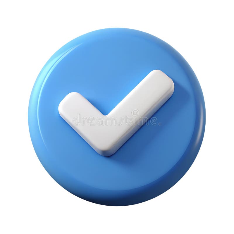 Blue Verified Icon 3d Rendering Illustration Icon. Plastic Cartoon ...