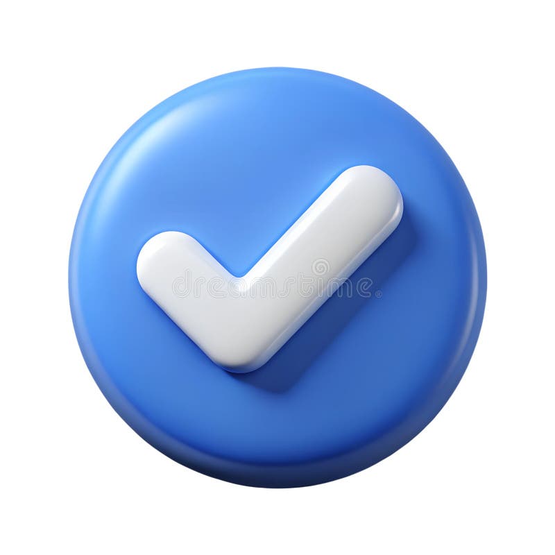 Blue Verified Icon 3d Rendering Illustration Icon. Plastic Cartoon ...