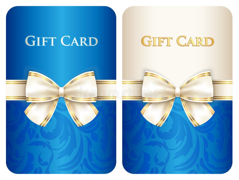 Blue Vertical Gift Card with Damask Ornament and C Stock Vector ...