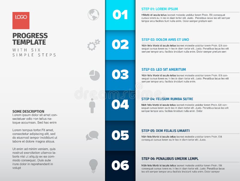 Blue Vertical Steps Progress Template Stock Vector - Illustration of ...