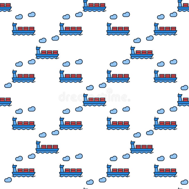 Blue Vessel with Containers Vector Modern Seamless Pattern Stock Vector ...