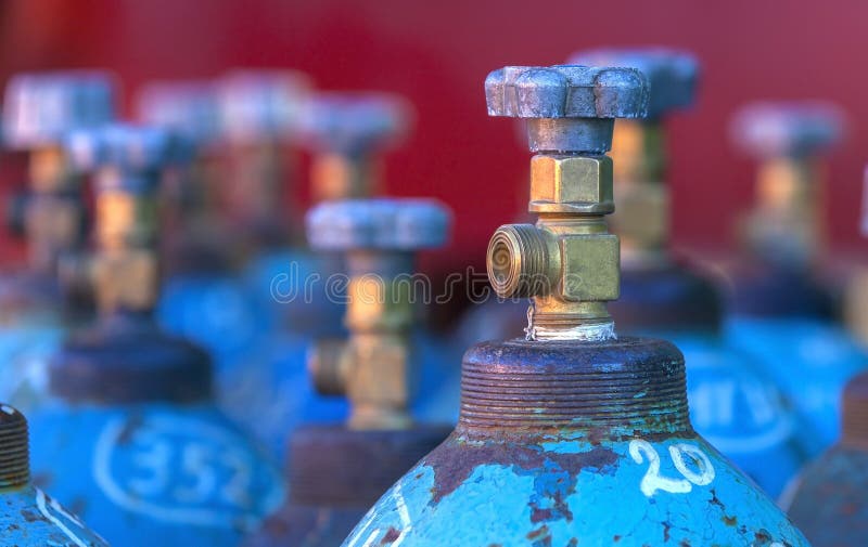 Blue Vessels for Liquid Gas Stock Photo - Image of corrosive, diesel ...