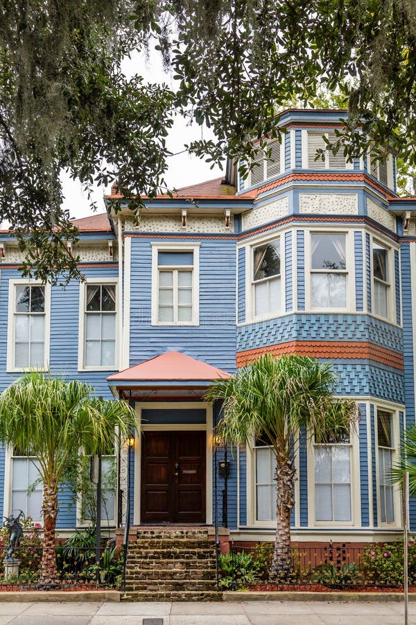 Blue Victorian Home stock image. Image of elegant, trim - 13106793