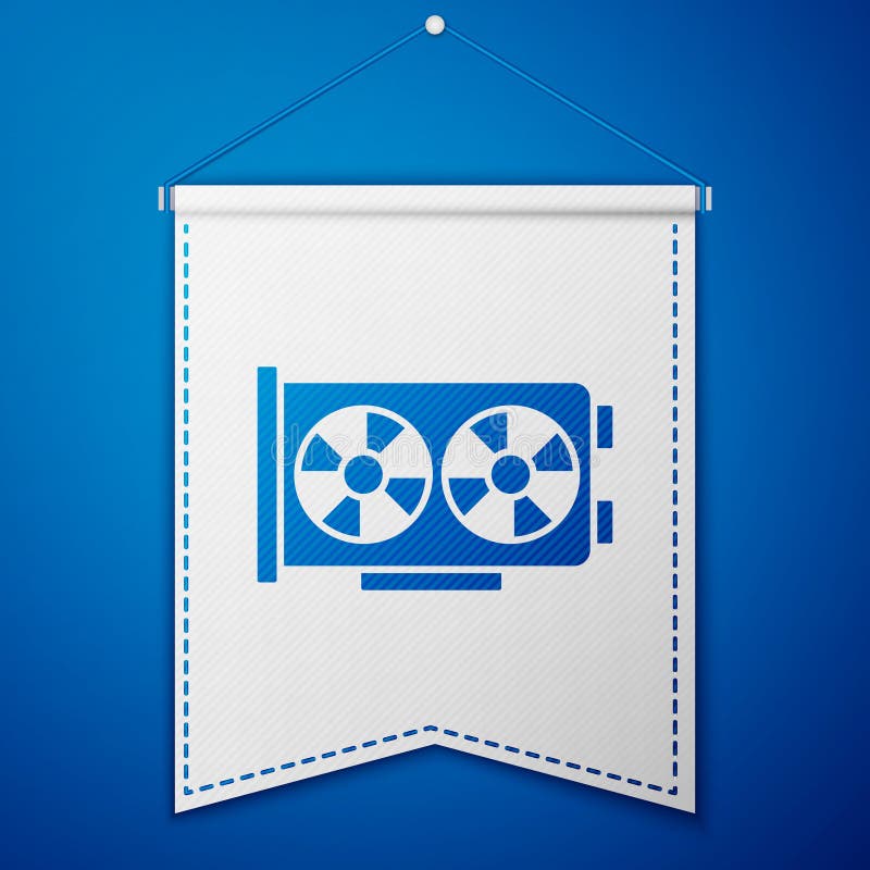 Blue Video Graphic Card Icon Isolated on Blue Background. White Pennant ...