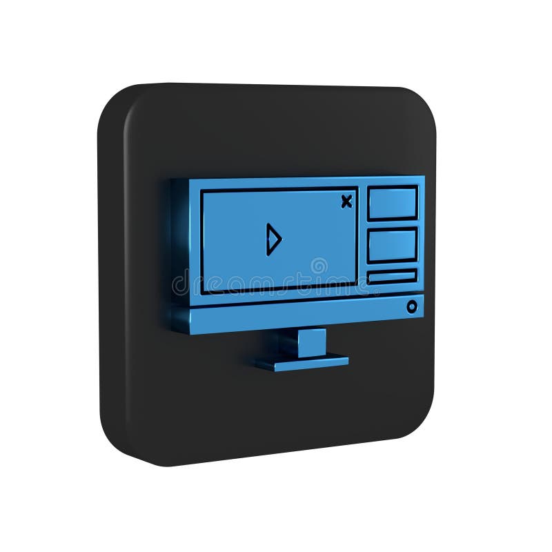 Blue Video Recorder or Editor Software on Computer Monitor Icon ...