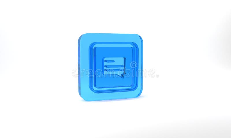 Blue Video with Subtitles Icon Isolated on Grey Background. Glass ...