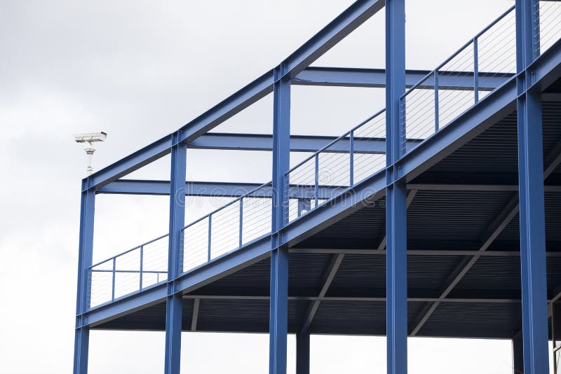 Blue Viewing Platform with Steel Girders Stock Image - Image of ...