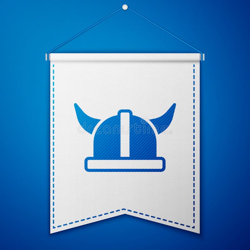 Blue Viking in Horned Helmet Icon Isolated on Blue Background. White ...