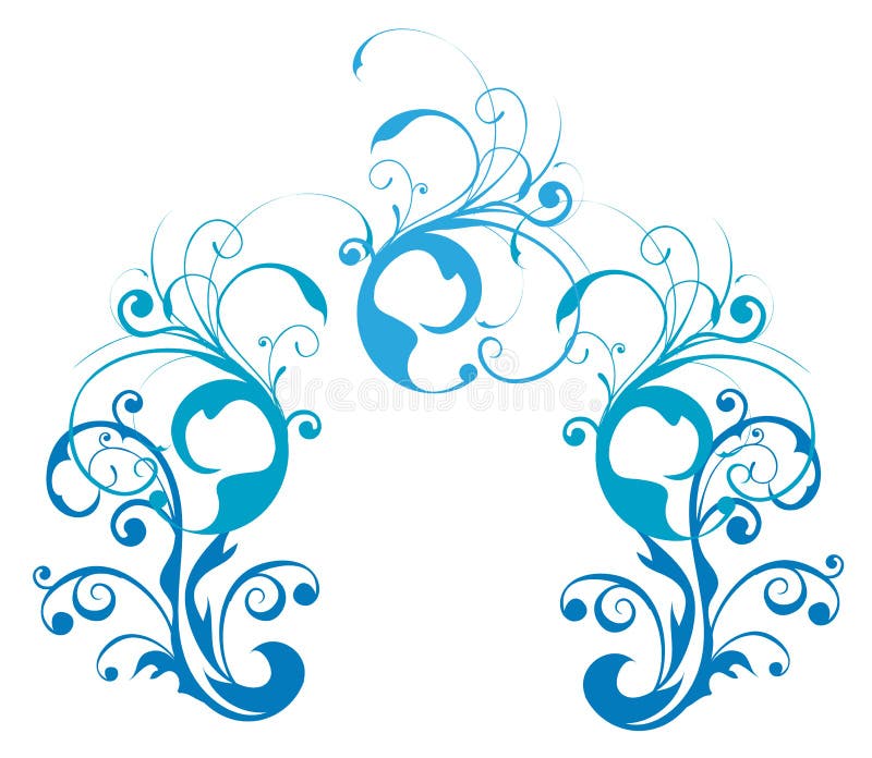 Blue Vines and Leaves Pattern Stock Illustration - Illustration of ...