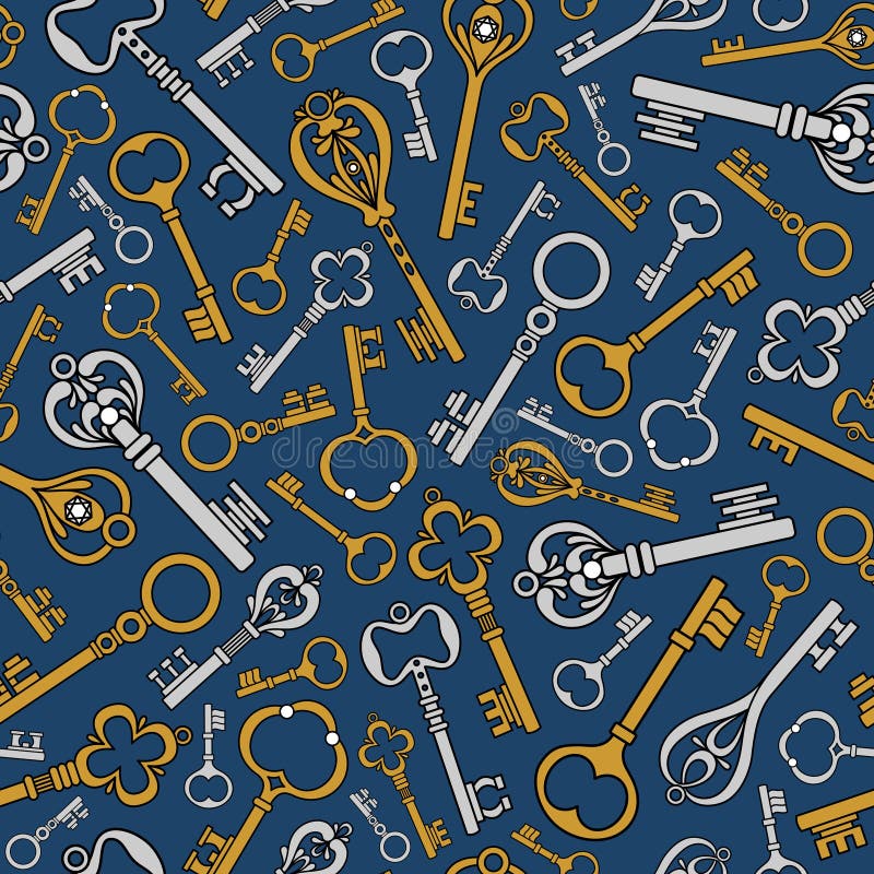 BLUE VINTAGE BACKGROUND with OLD KEYS Stock Illustration - Illustration ...