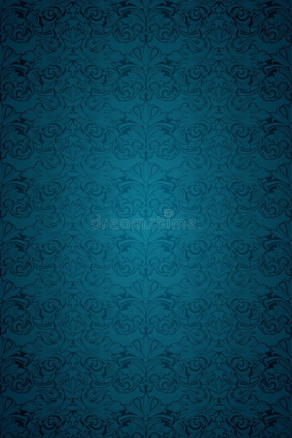 Blue Vintage Background, Royal with Classic Baroque Pattern Stock ...