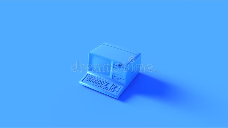 Blue Vintage Computer stock illustration. Illustration of colour ...