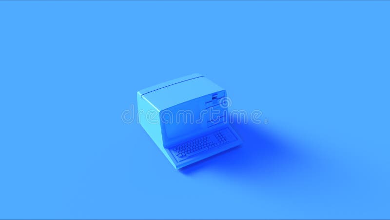 Blue Vintage Computer stock illustration. Illustration of angle - 147503863