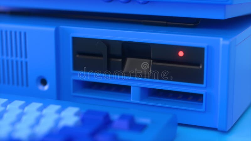 Blue Vintage Computer Keyboard and Floppy Disk for Computer Data ...