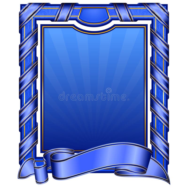 Blue Vintage Frame with Ribbon Stock Vector - Illustration of leaf ...