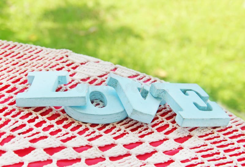 Blue Vintage Letters on Wooden Table Stock Photo - Image of romance ...