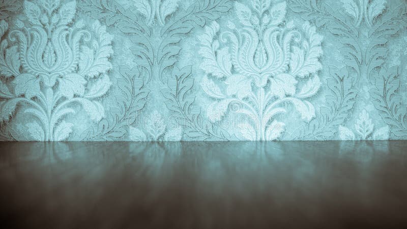 Blue Vintage Old Wallpaper. Stock Photo - Image of decor, floor: 75276168