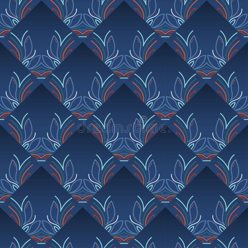 Seamless Blue Retro Pattern Background Stock Vector - Illustration of ...