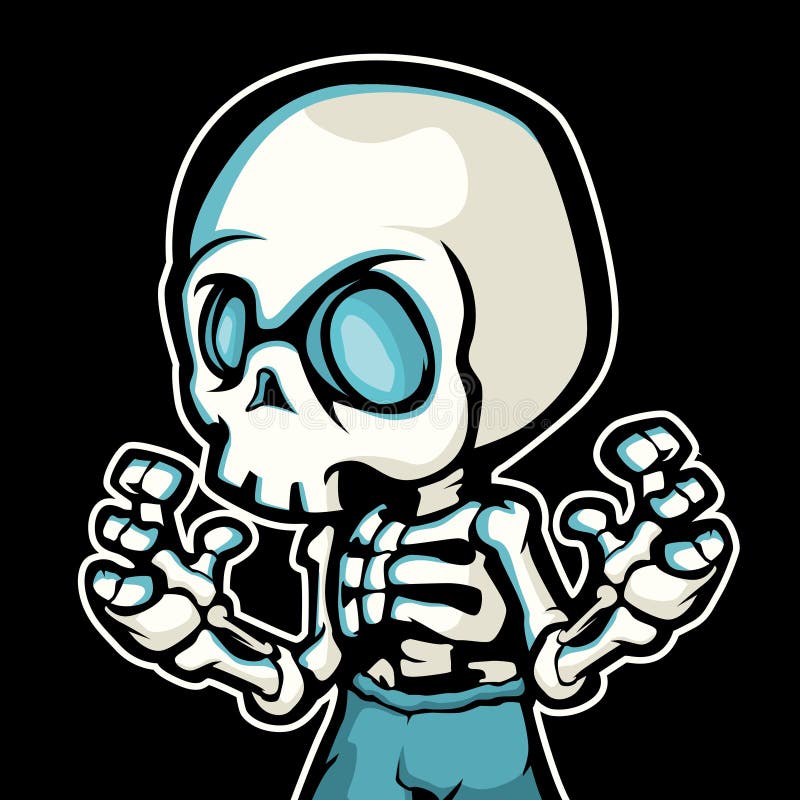Blue Vintage Skull Vector Cartoon Character Illustration Stock ...
