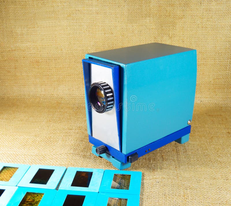 Blue Vintage Slide Projector and Slide Films Stock Image - Image of ...
