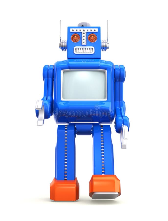 Blue Vintage Toy Robot with Clipping Path Stock Illustration ...