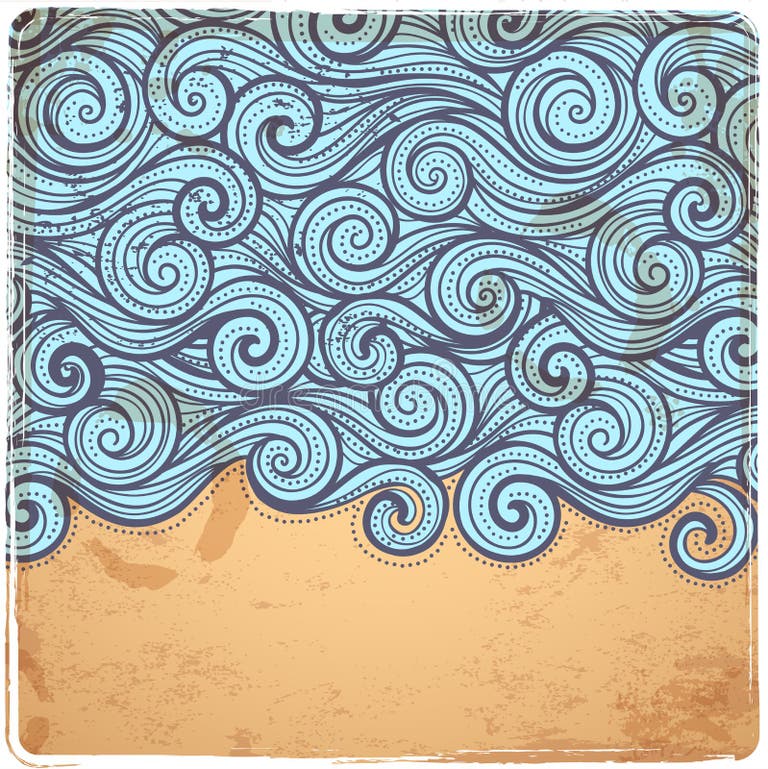 Blue Vintage Waves Illustration Stock Vector - Illustration of design ...