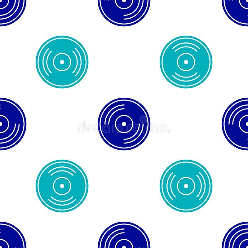 Blue Vinyl Disk Icon Isolated Seamless Pattern on White Background ...
