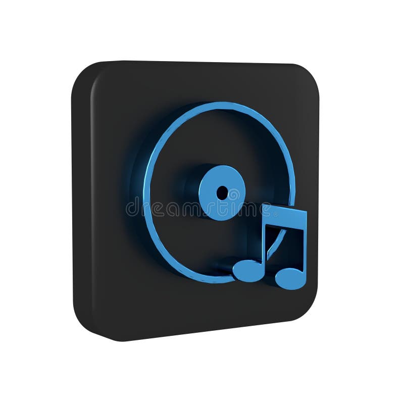 Blue Vinyl Disk Icon Isolated on Transparent Background. Black Square ...
