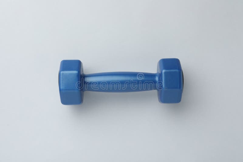 Blue Vinyl Dumbbell on Light Background, Top View Stock Photo - Image ...