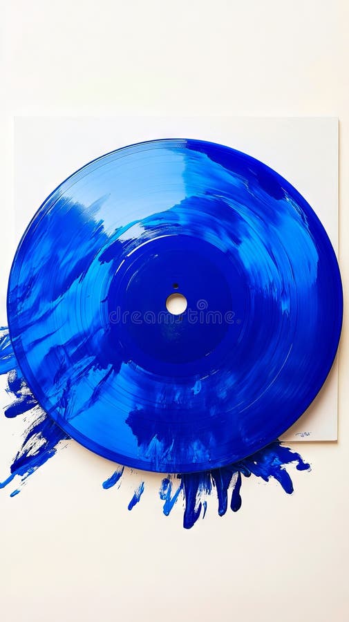 A Blue Vinyl Record with Blue Paint Splattered on it Stock Photo ...