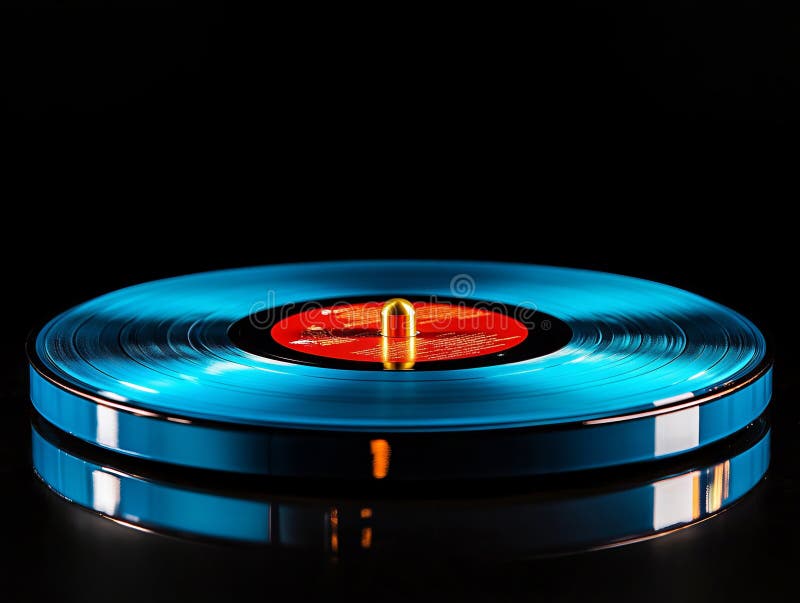 A Blue Vinyl Record Sitting on Top of a Table Stock Image - Image of ...