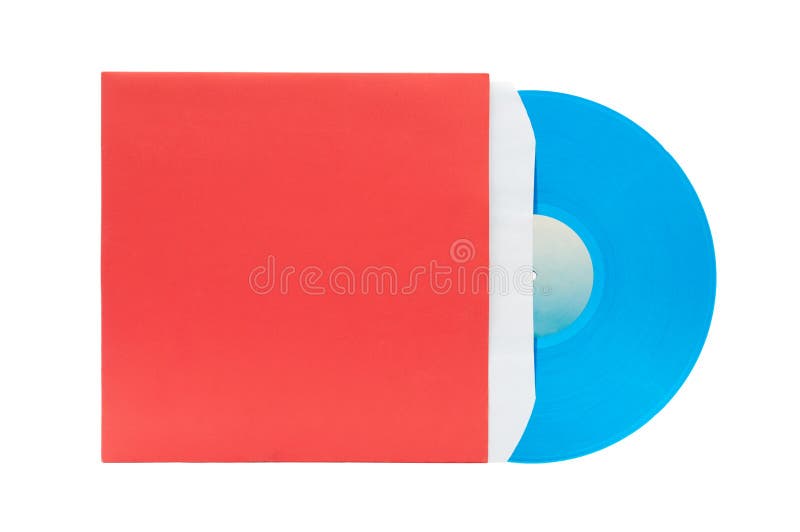 Blue vinyl with red cover stock photo. Image of album - 28283692