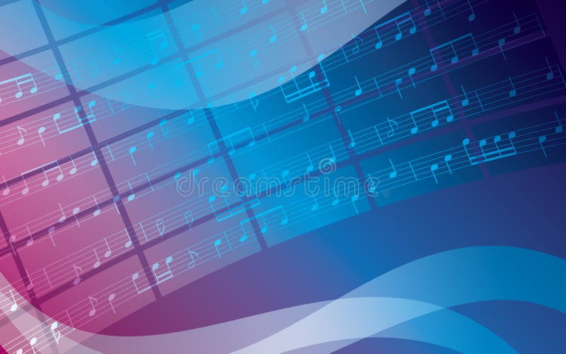 Blue Vector Background with Music Notes Stock Vector - Illustration of ...