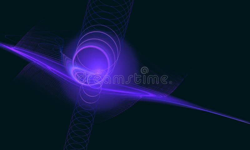 Blue Violet 3d Light Spring Glowing in Deep Dark Space. Laser Light ...