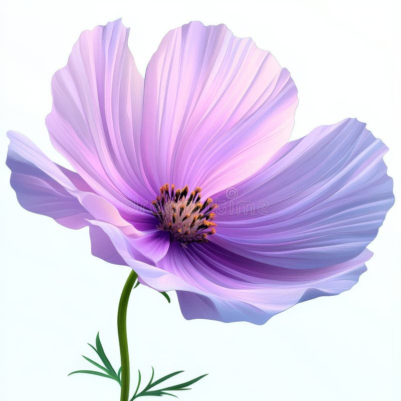 A Blue Violet Flower in Abstract Style is Illustrated on a Plain White ...