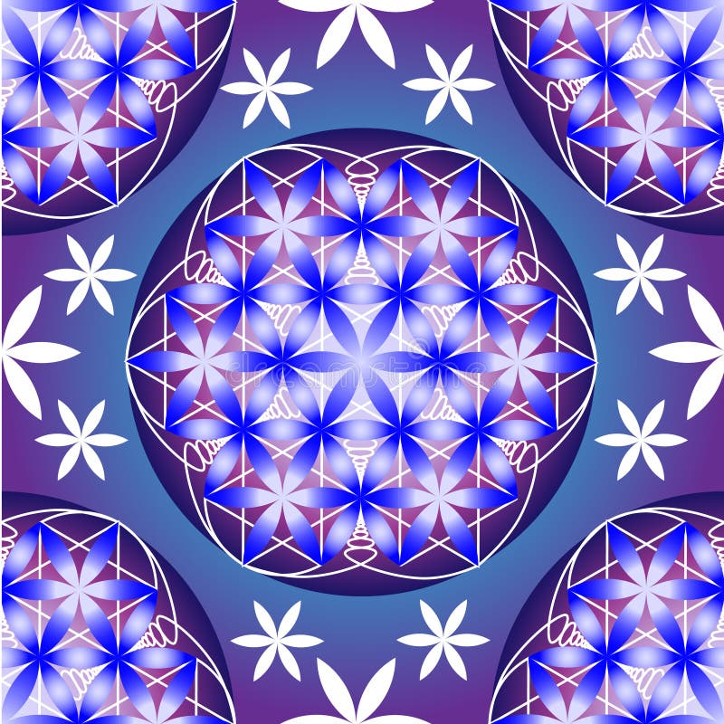 Blue and Violet Vector Flower of Life Seamless Pattern Stock Vector ...