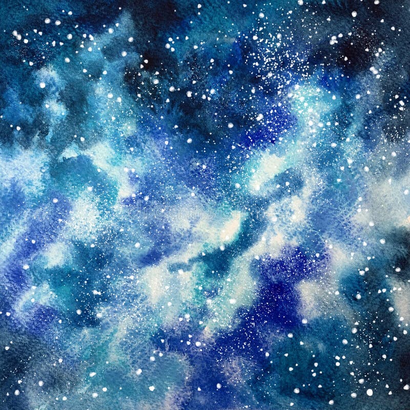Blue Violet Galaxy Watercolor Background Square Stock Illustration ...