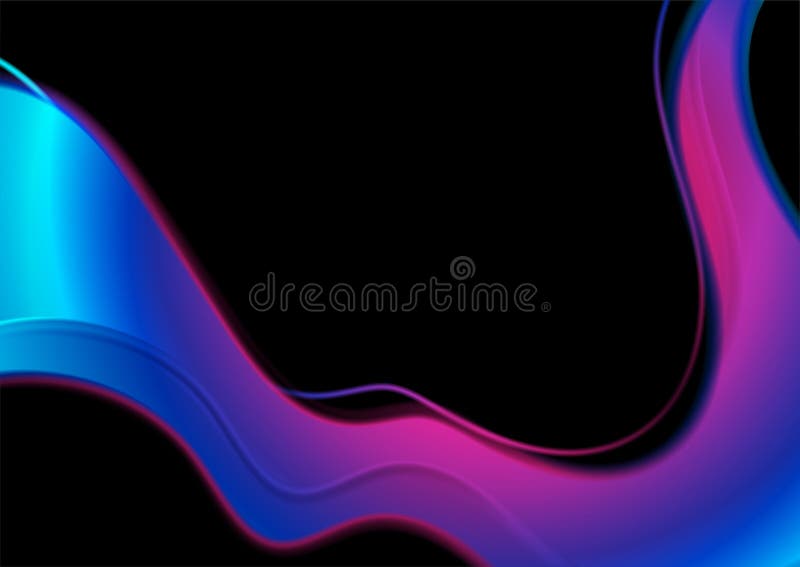 Blue Violet Glowing Smooth Blurred Waves on Black Background Stock ...